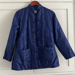 fortune | Jackets & Coats | Navy Blue Chinesesilk Satin Jacket Sz L ...